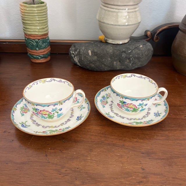 Vintage Minton Tea Cups and Saucer Set- 4 Pieces | Chairish