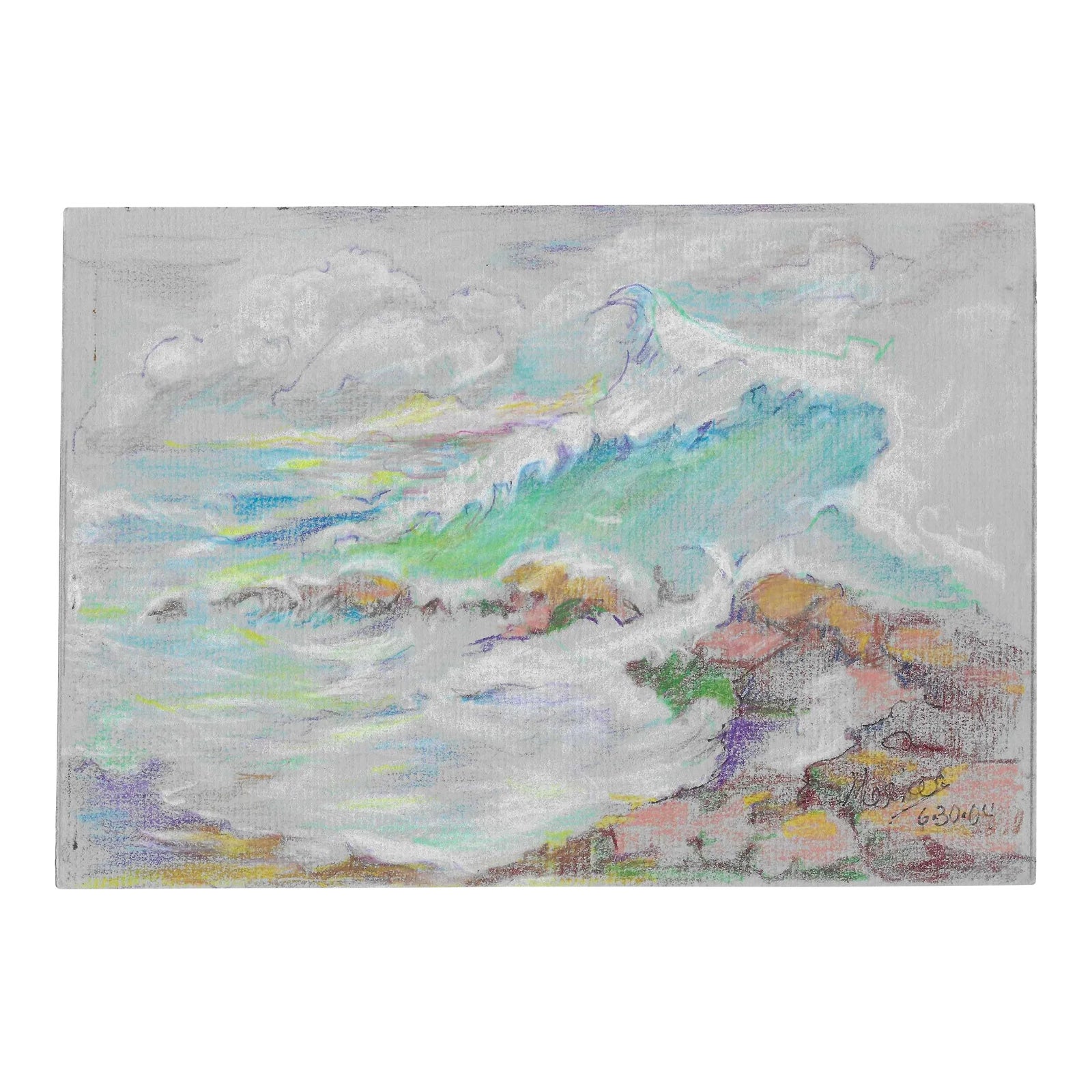 2004 Alexandra Merker Seascape Pastel | Chairish