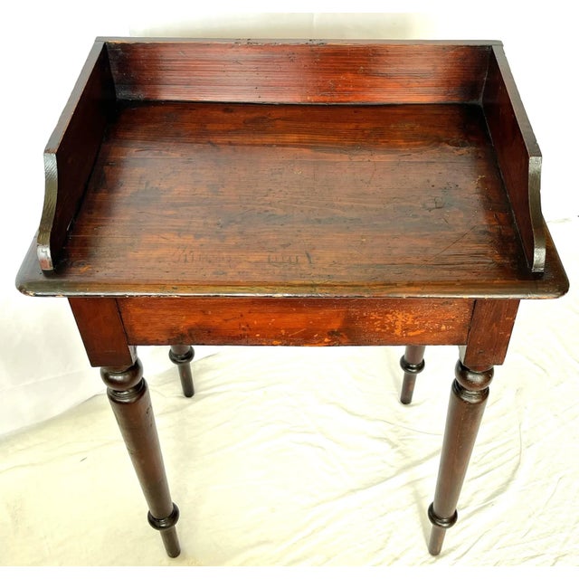 19th Century Hand Crafted Pine Work Stand/ Writing Desk | Chairish