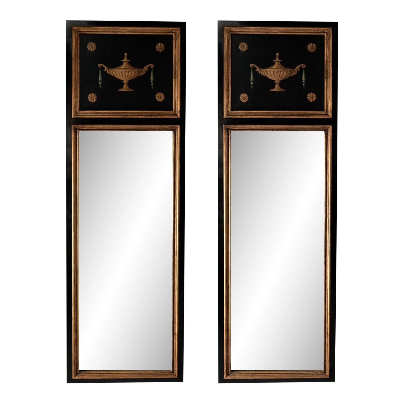 Pair of Antique Italian Neo Classic Wall Mirrors With Trompe l'Oeil ...