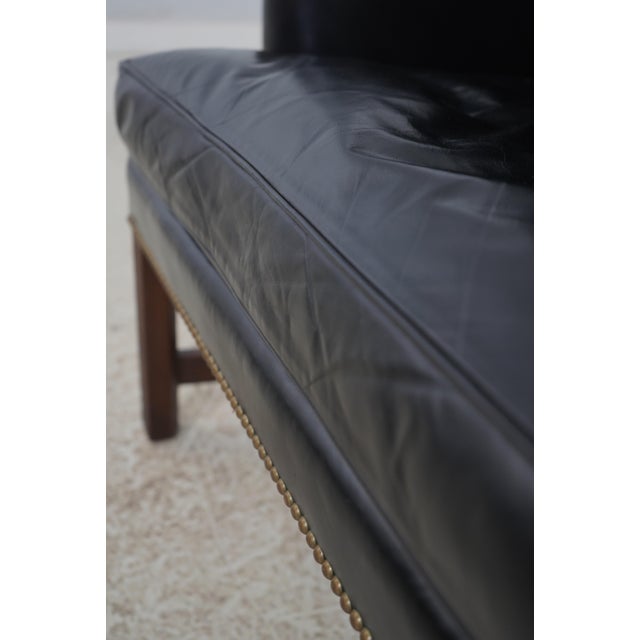 Kittinger Colonial Williamsburg Cw-12 Mahogany Black Leather Wing Chair ...