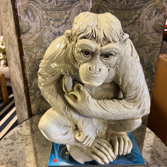 Late 20th Century Vintage Plaster Monkey Statue | Chairish