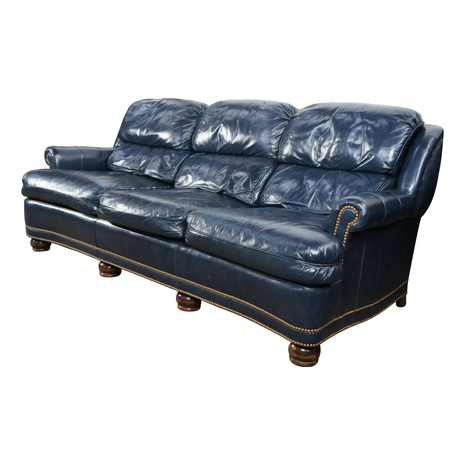 Hancock & Moore English Style Austin High Back Blue Leather Library ...