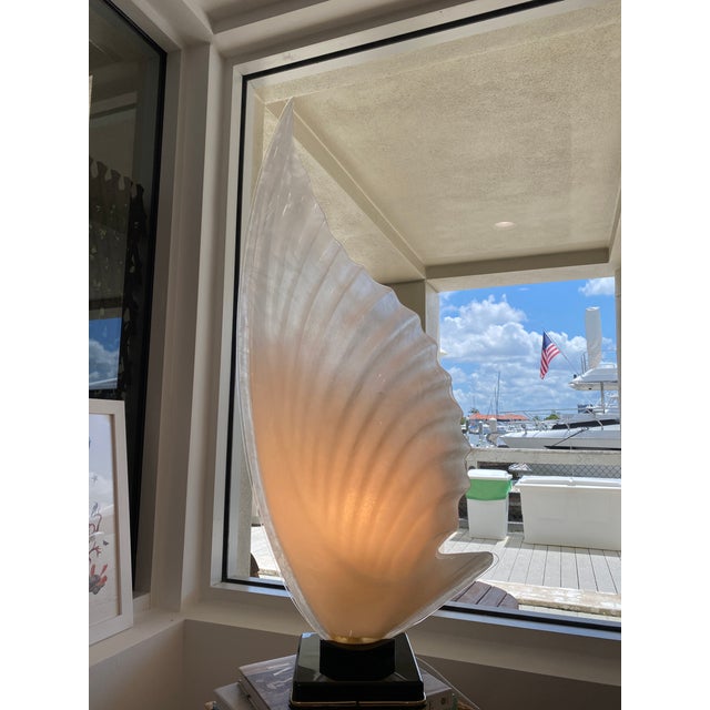 Vintage Sea Shell Shaped Rougier Style Acrylic Table Lamp | Chairish