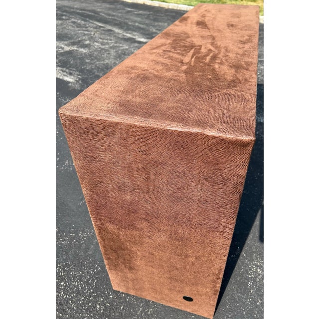 2010's Fendi Casa Chocolate Leather Faux Shagreen Wrapped Parsons ...