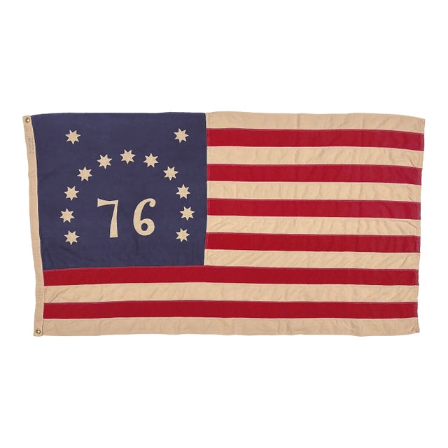 Vintage Cotton Sewn Bennington 76 American Flag | Chairish