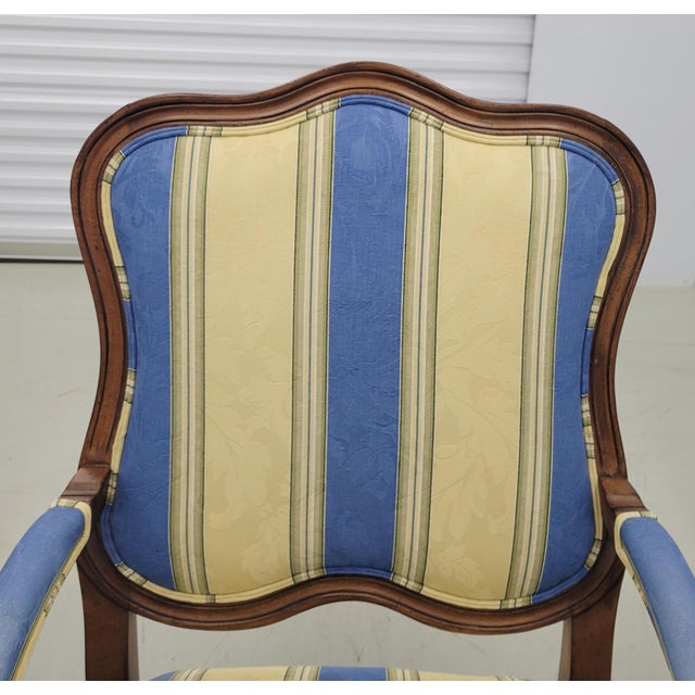 French Louis XV Style Ethan Allen Blue and Yellow Bergere Chair | Chairish