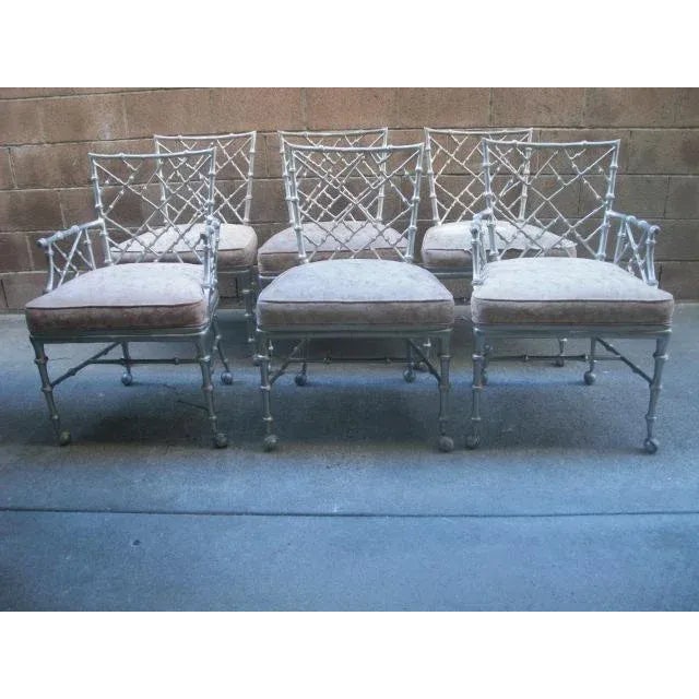 Mid 20th Century Phyllis Morris Faux Bamboo Cast Aluminum Dining Chairs ...