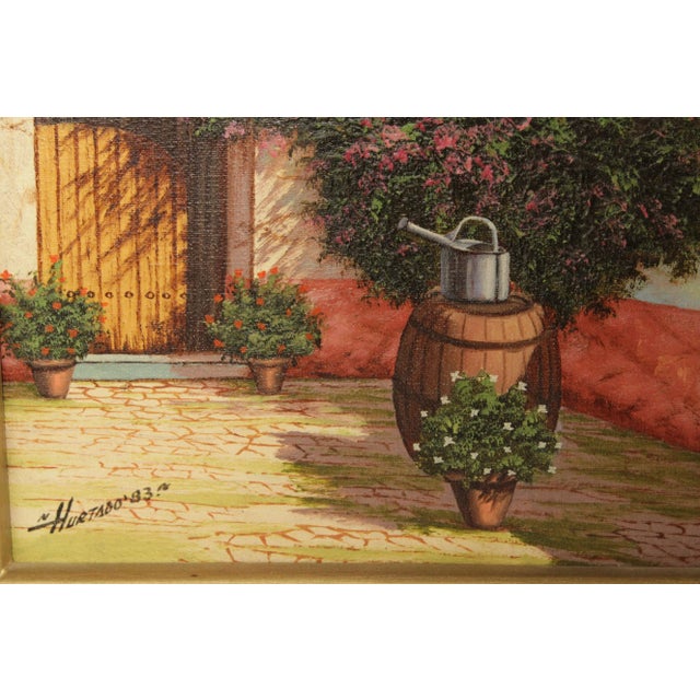 1980s Francisco Hurtado Esquivel Mexican Courtyard Original Painting ...