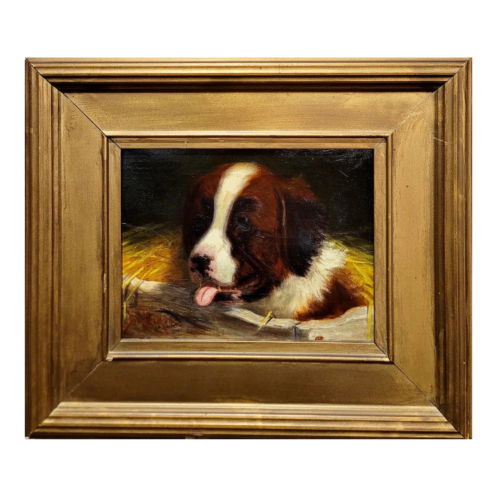 Sidney Lawrence Brackett -Portrait of a Puppy Bernese Mountain Dog-Oil ...