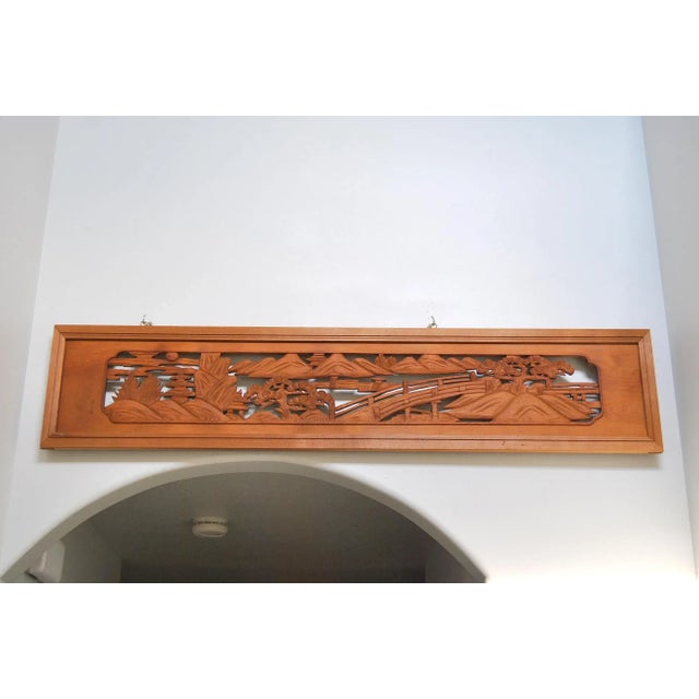 1960s Japanese Wood Carved Panel Divider Artisan Signed Ranma Openwork ...