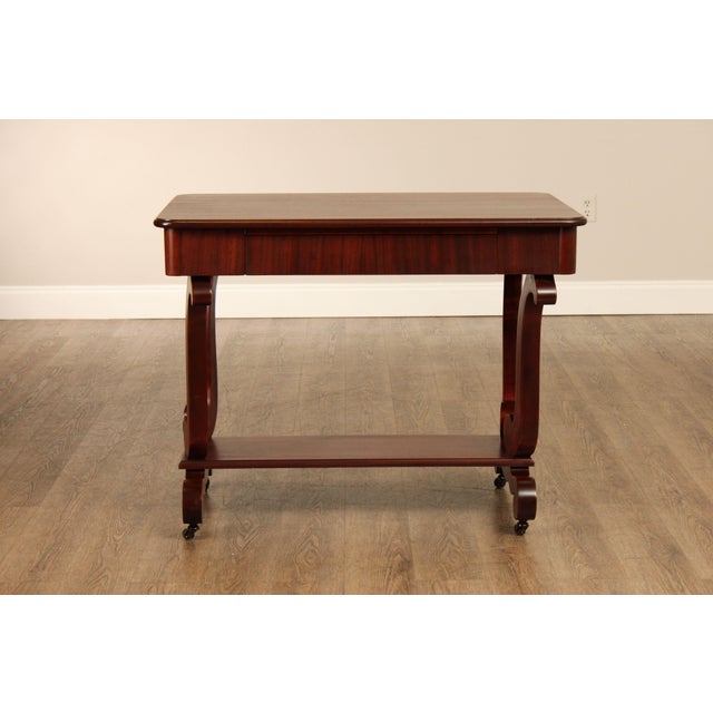 Antique American Empire Style One Drawer Mahogany Library Table Desk ...