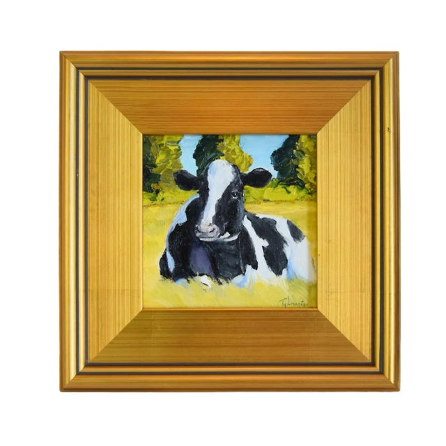 Holstein Cow Portrait Landscape Impressionist Oil Painting Displayed in ...