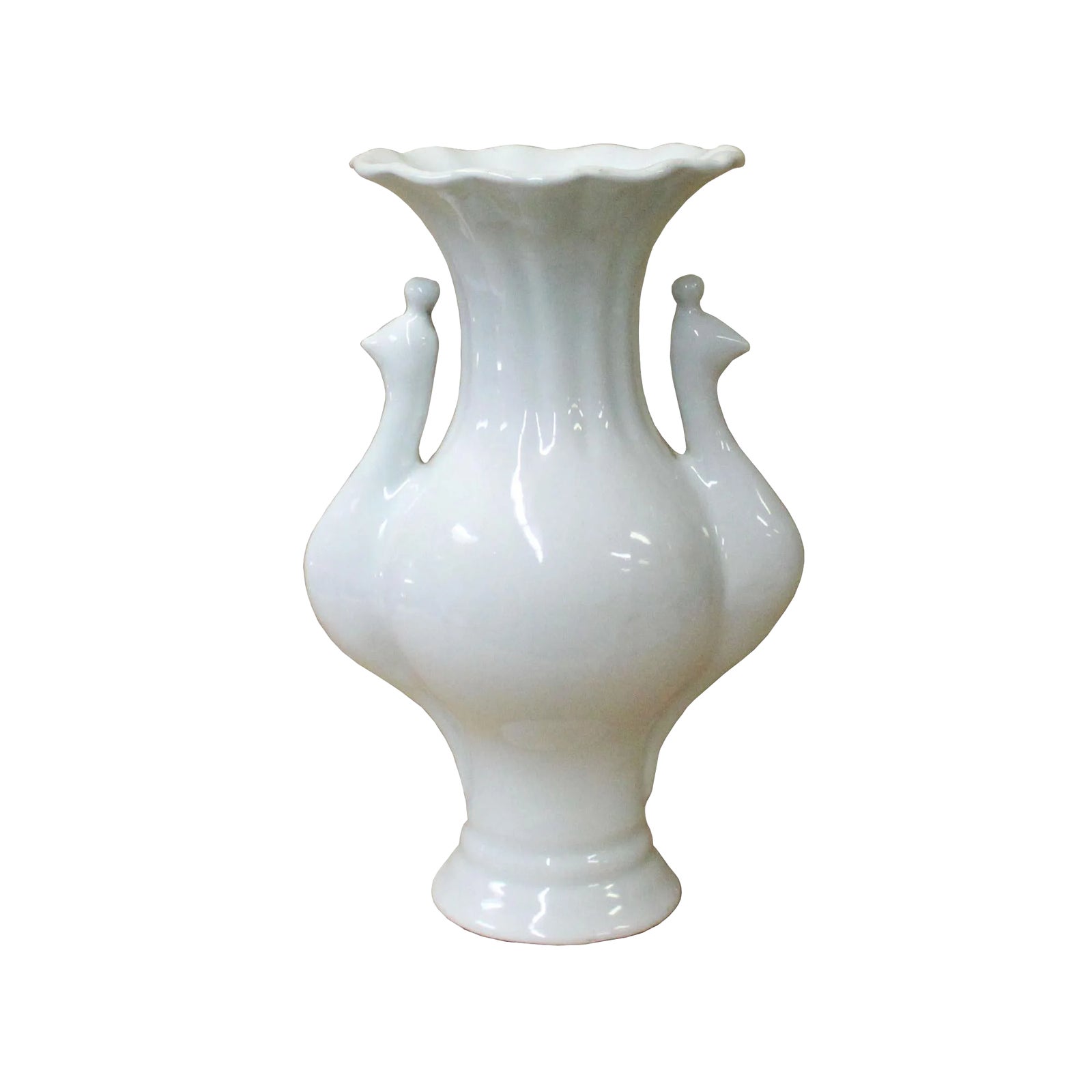 Chinese Oriental Ceramic Off White Light Cream Bird Head Vase | Chairish