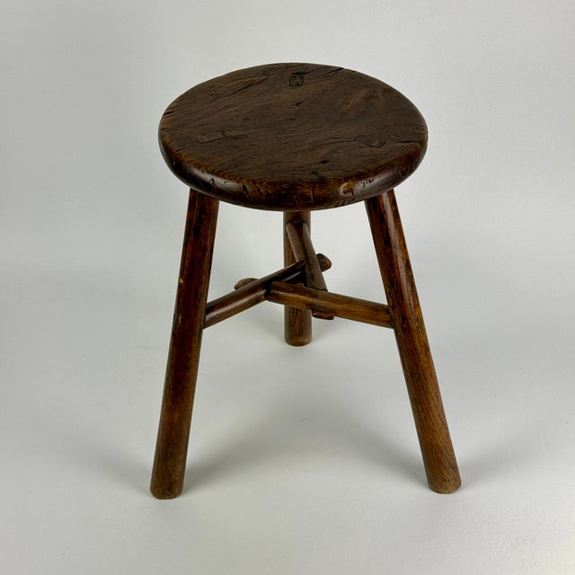 19th Century Round Seat Chinese Asian Handmade Stool | Chairish