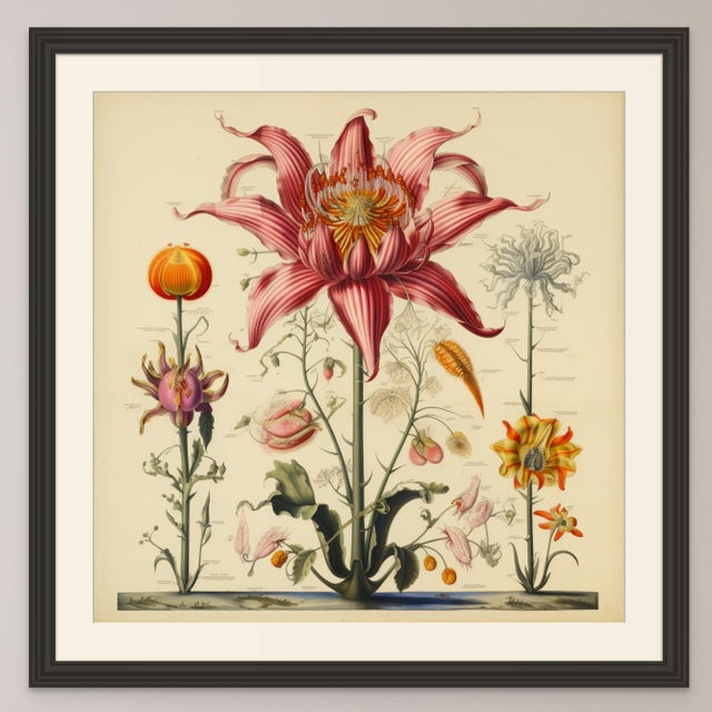 20' X 20' 'Flowers' Botanical Print, 'Hortus Floridus' Style, Unframed ...