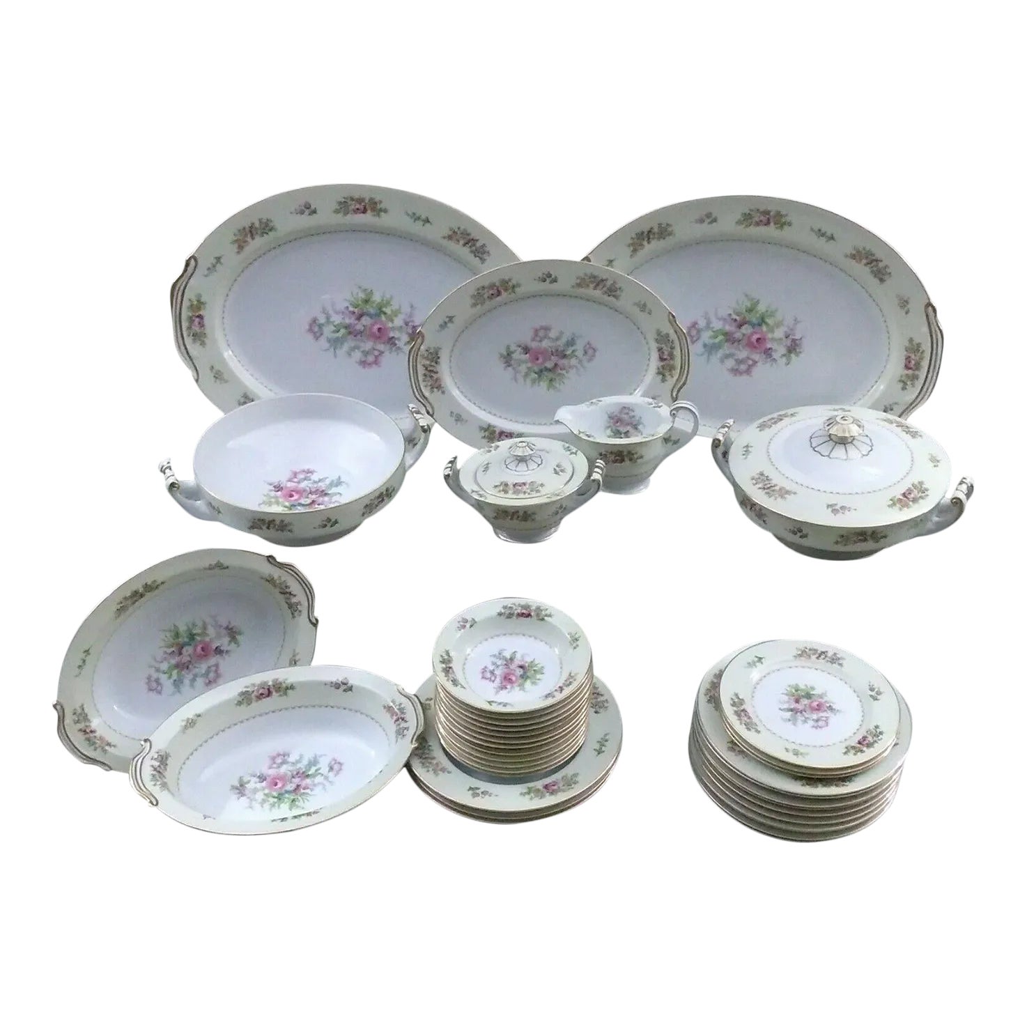 1940s Mid-Century Noritake China Empire Pattern 38 Piece Service, Made ...