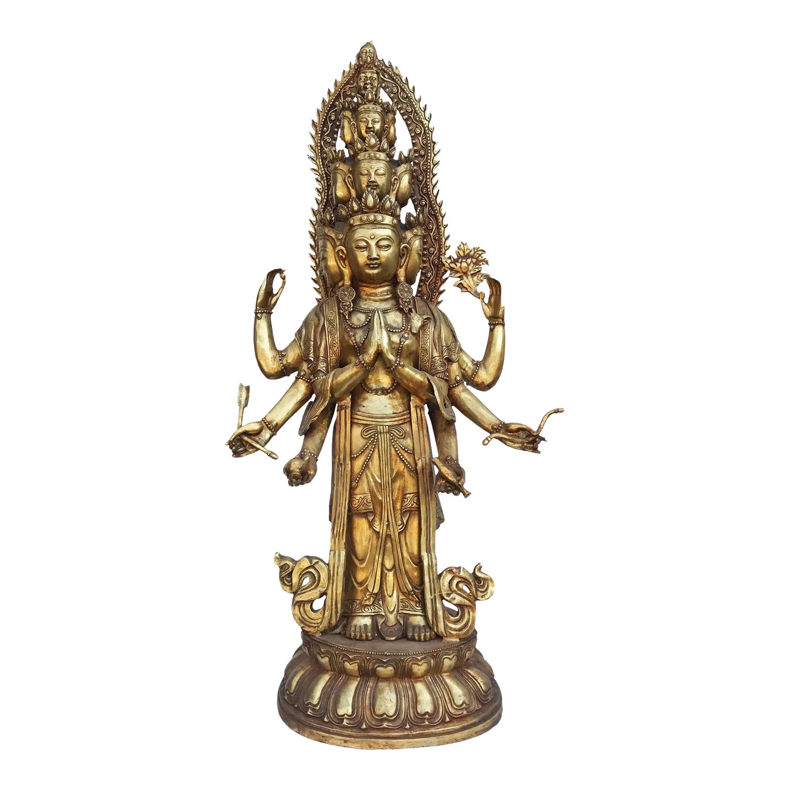 Vintage Large Asian Bronze Healing Bodhisattva/Quan Yin 46" H | Chairish
