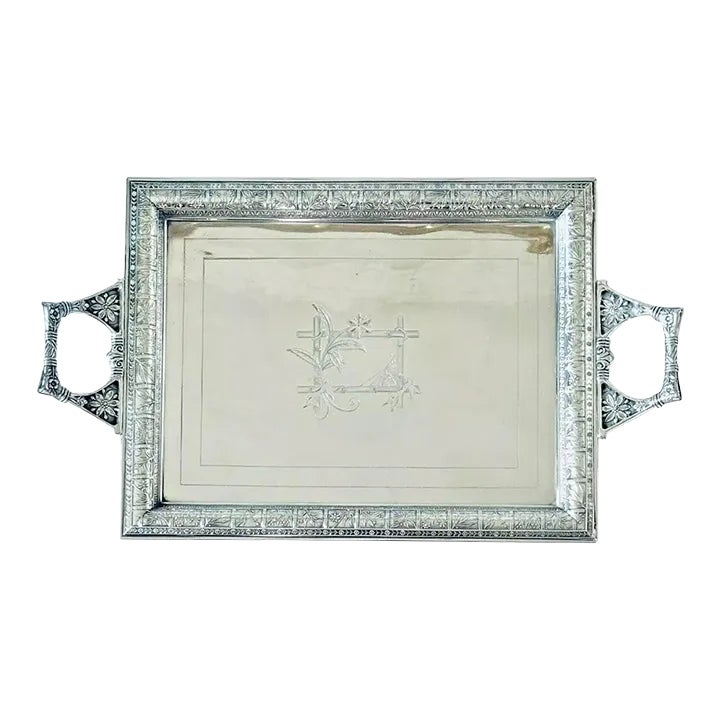 Antique Pairpoint Silverplate Aesthetic Movement Butlers Serving Tray ...