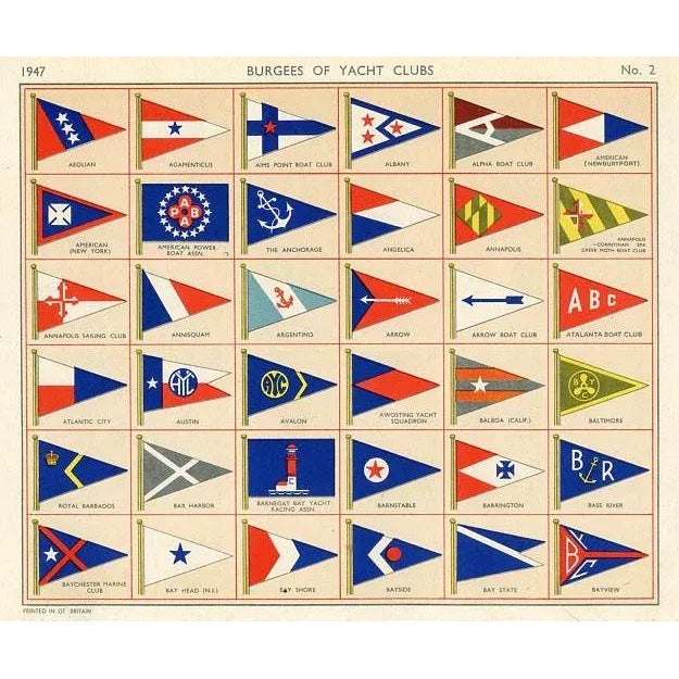 1947, Yacht Club Flags Including New Jersey and Maryland, Original ...