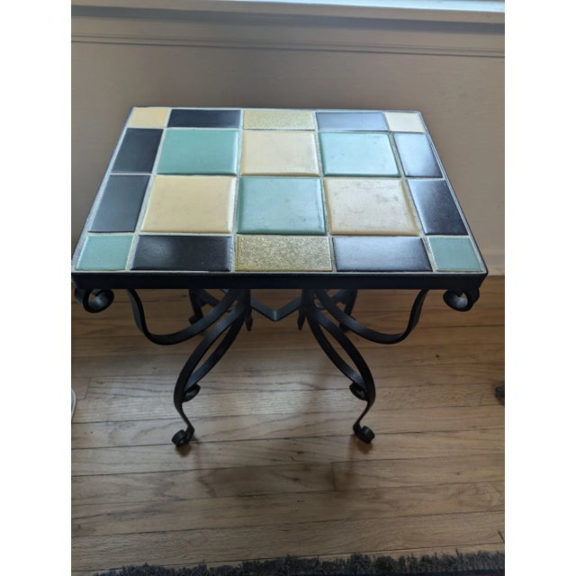 1940s California Tile Top Iron Table | Chairish