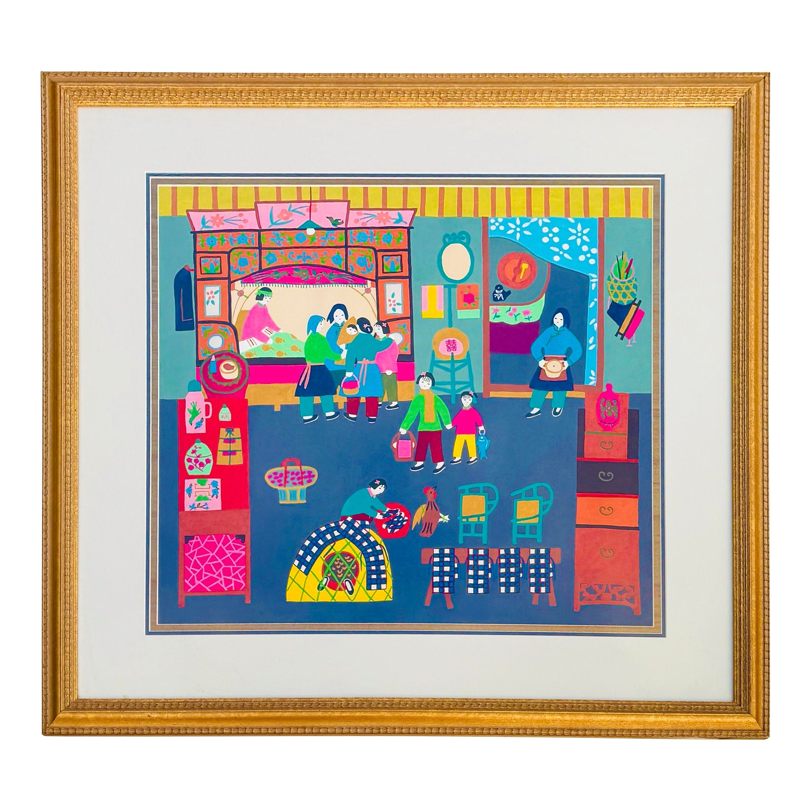 Screenprint Jinshan Folk Painting Attributed to Lee Ngo – Framed ...
