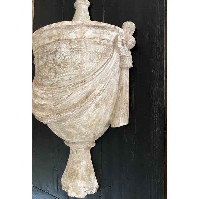Wooden Urn Wall Sculpture | Chairish