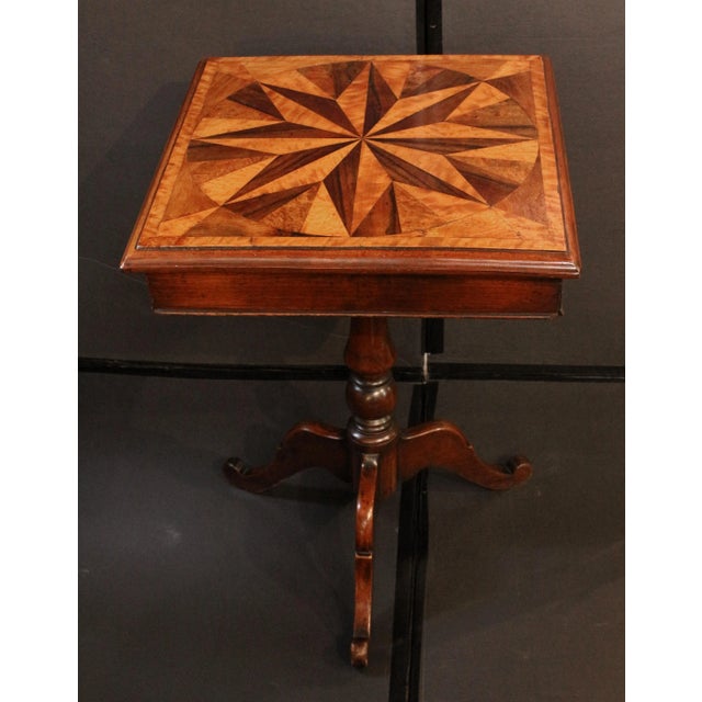 Circa 1860 Star Inlaid Top Side Table With Drawer, English | Chairish