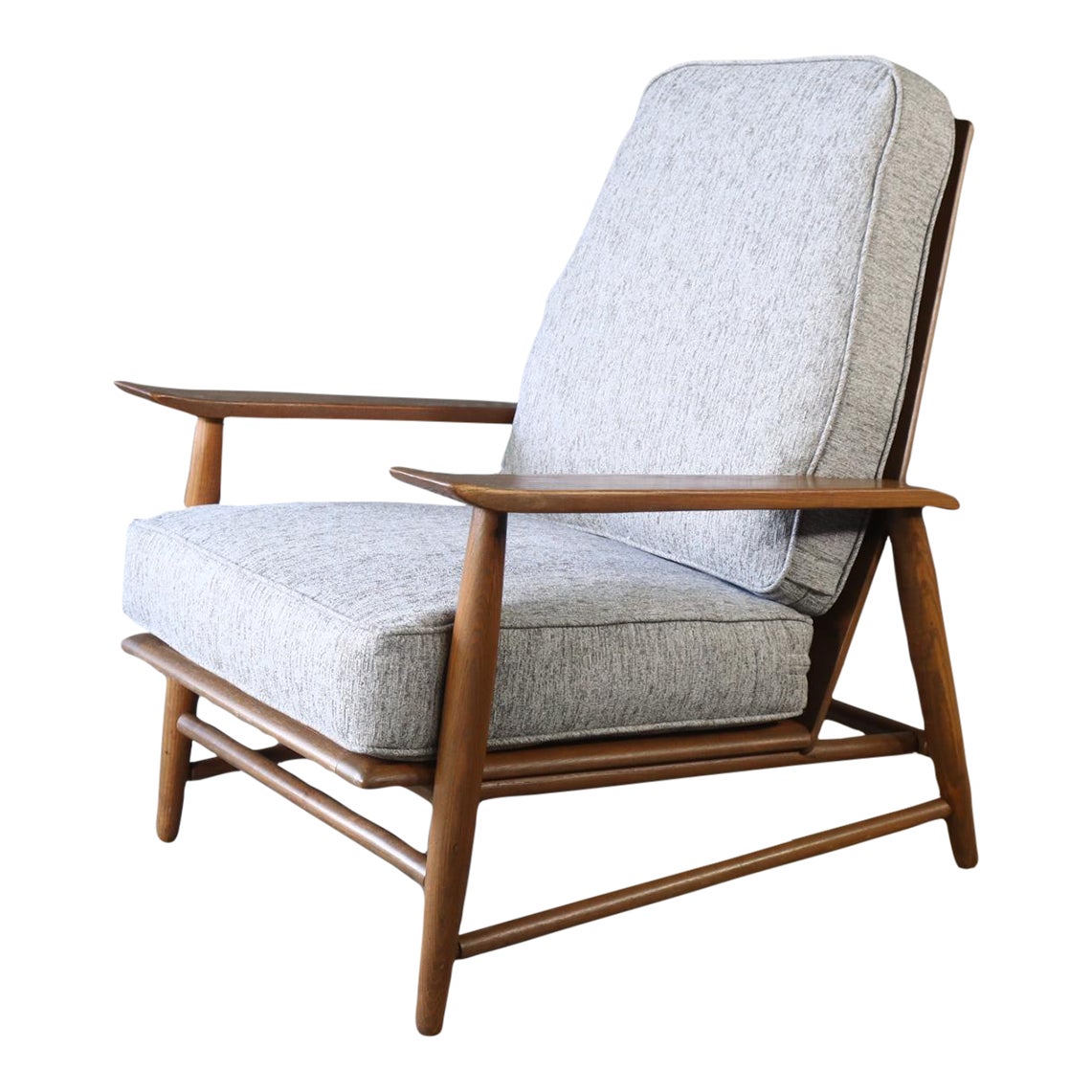 Vintage Mid Century Heywood Wakefield High Back Oak Wood Frame Lounge ...