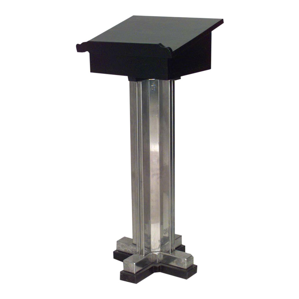 Art Deco Lacquer & Chrome Lectern | Chairish