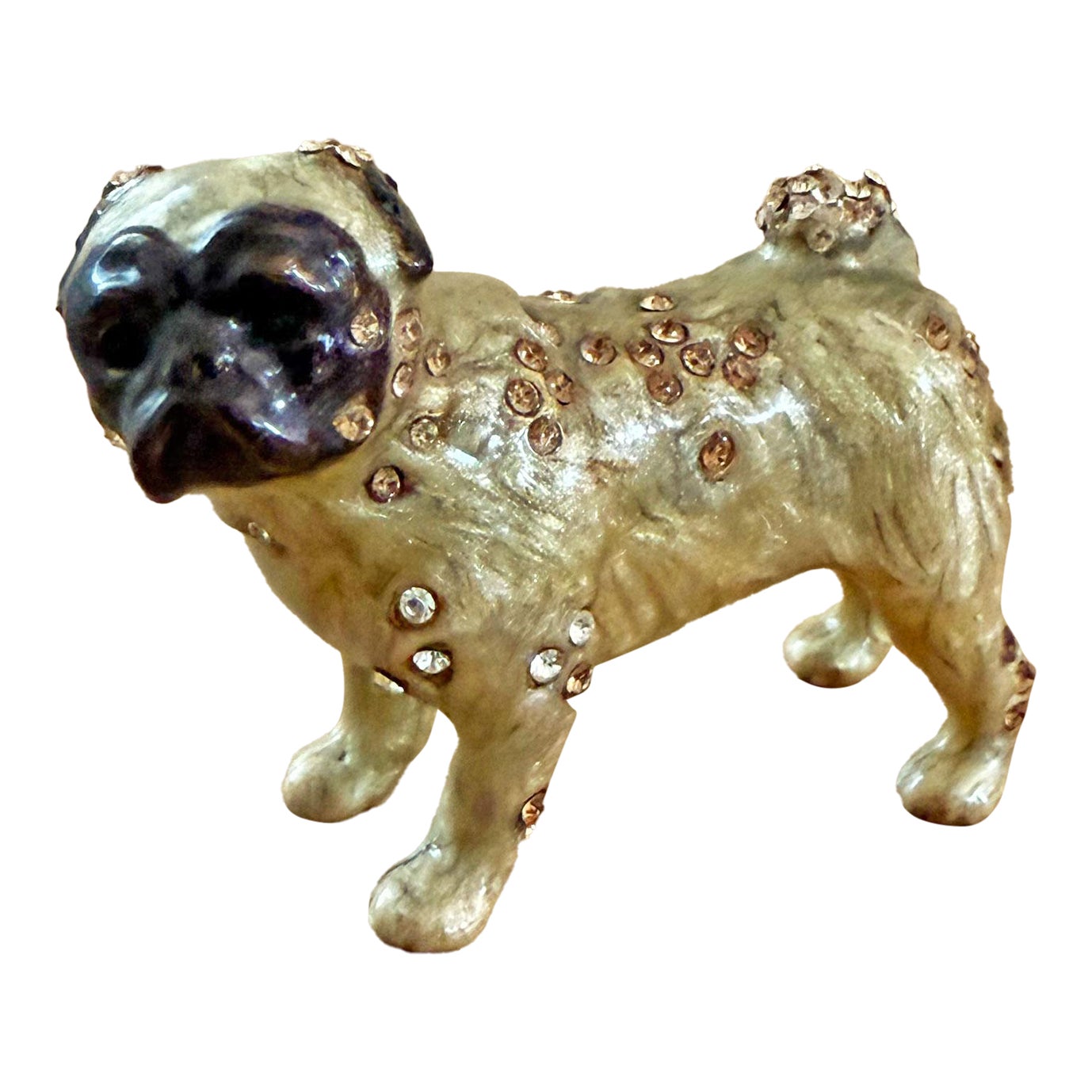 Jay Strongwater Hand-Enameled & Swarovski Bejeweled Pug | Chairish