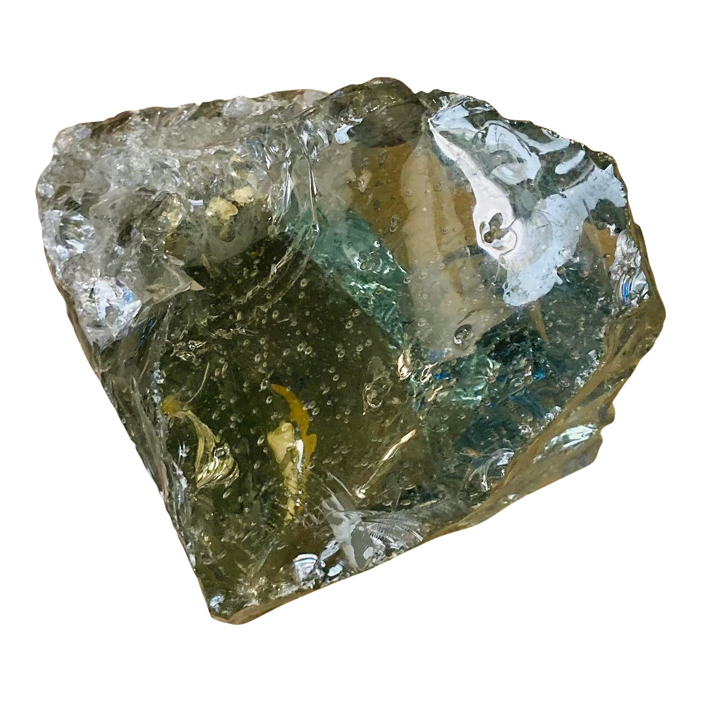Large Chunk of Slag Glass in Clear and Pale Green, Created in ...