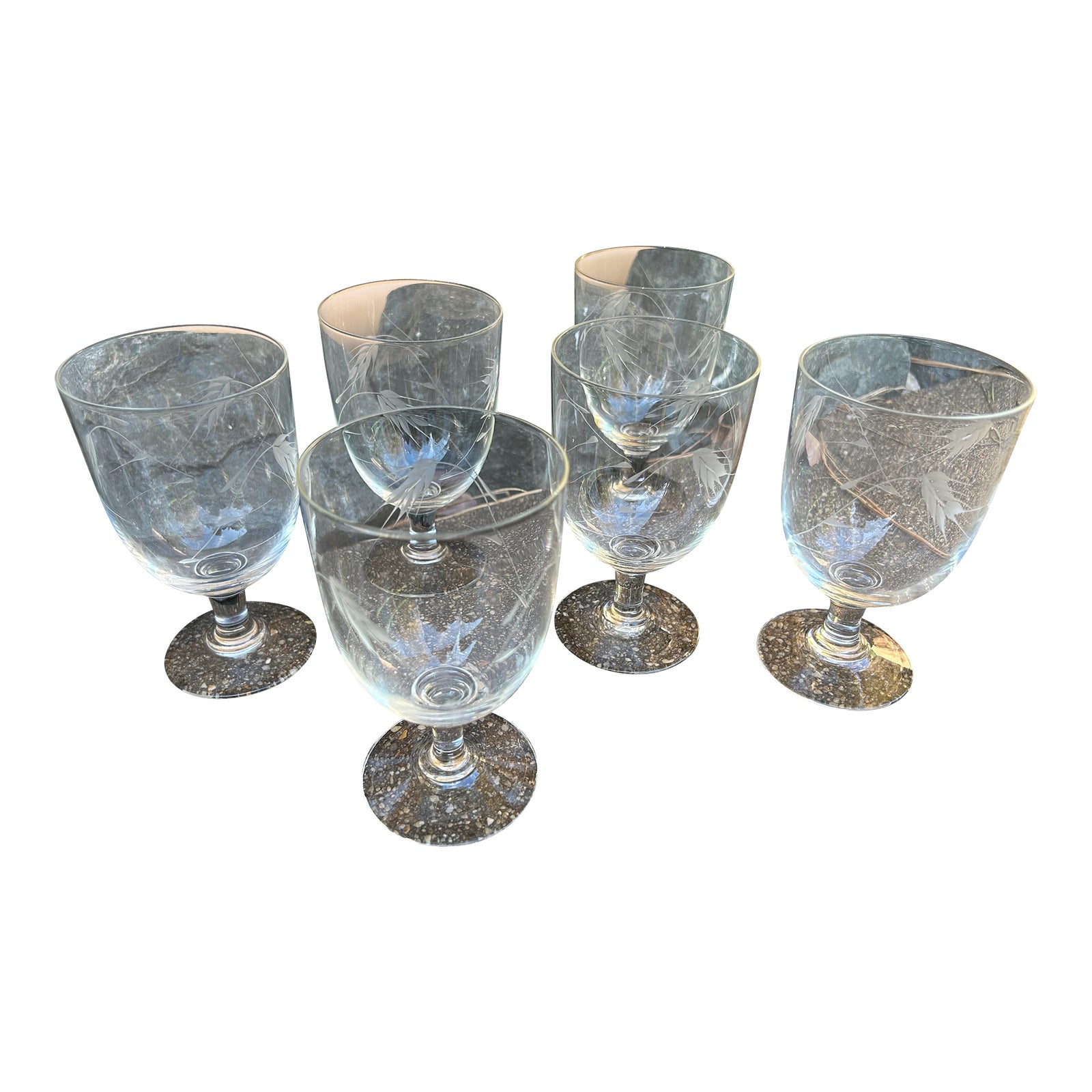 1960s Set of Six Sasaki Wine/Water Goblets Iconic Etched Wheat Pattern ...