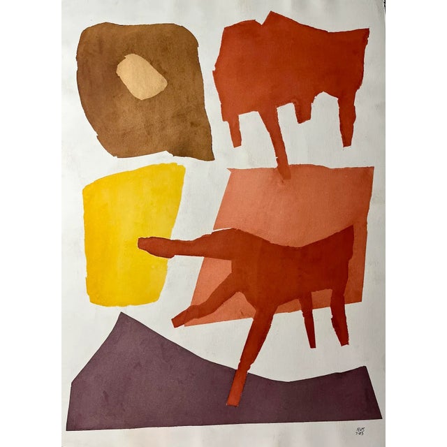 Vintage Abstract Figural Watercolor Painting by Roger Stokes 22" X 32 ...