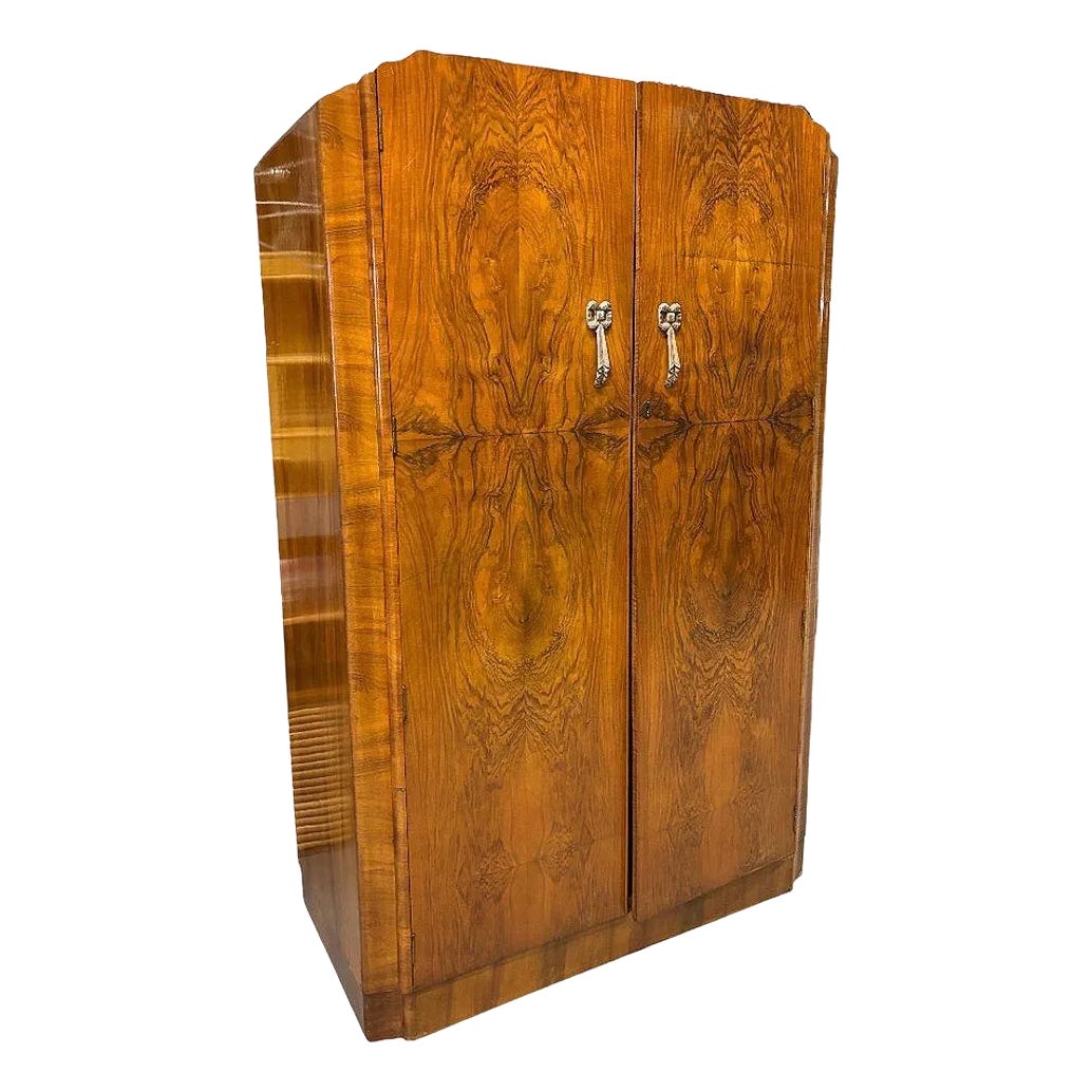 1930s Art Deco "Tombstone" Walnut Men's Armoire by Raven Furniture ...