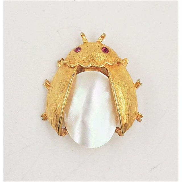 Vintage 1970s Napier Mother-of-Pearl Bug Brooch | Chairish