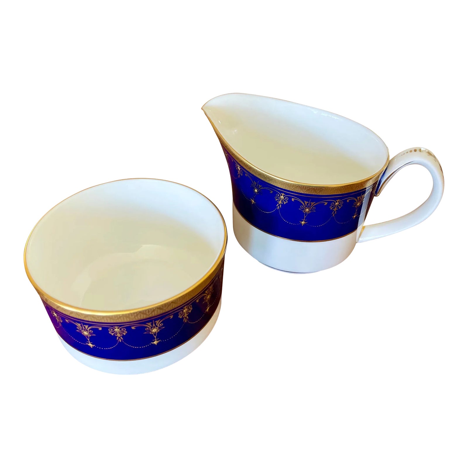 1980s Royal Worcester Imperial Bone China Gold Cobalt Blue Cream Jug ...