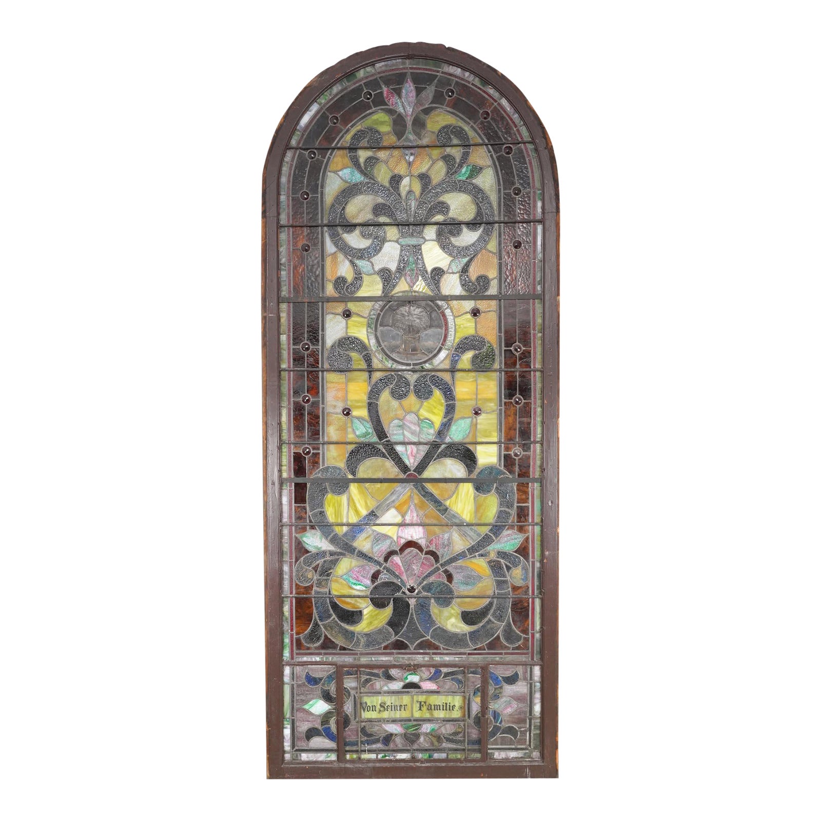 Antique Arched Leaded Stained Glass Church Window 149 X 59 In. | Chairish