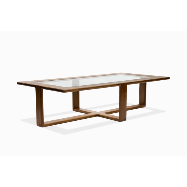 Vintage Solid Shedua and Glass Coffee Table by Gerald McCabe | Chairish