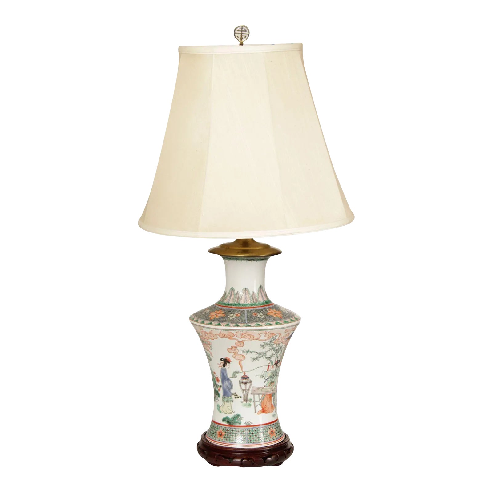 Chinese Enameled Porcelain Vasiform Table Lamp | Chairish