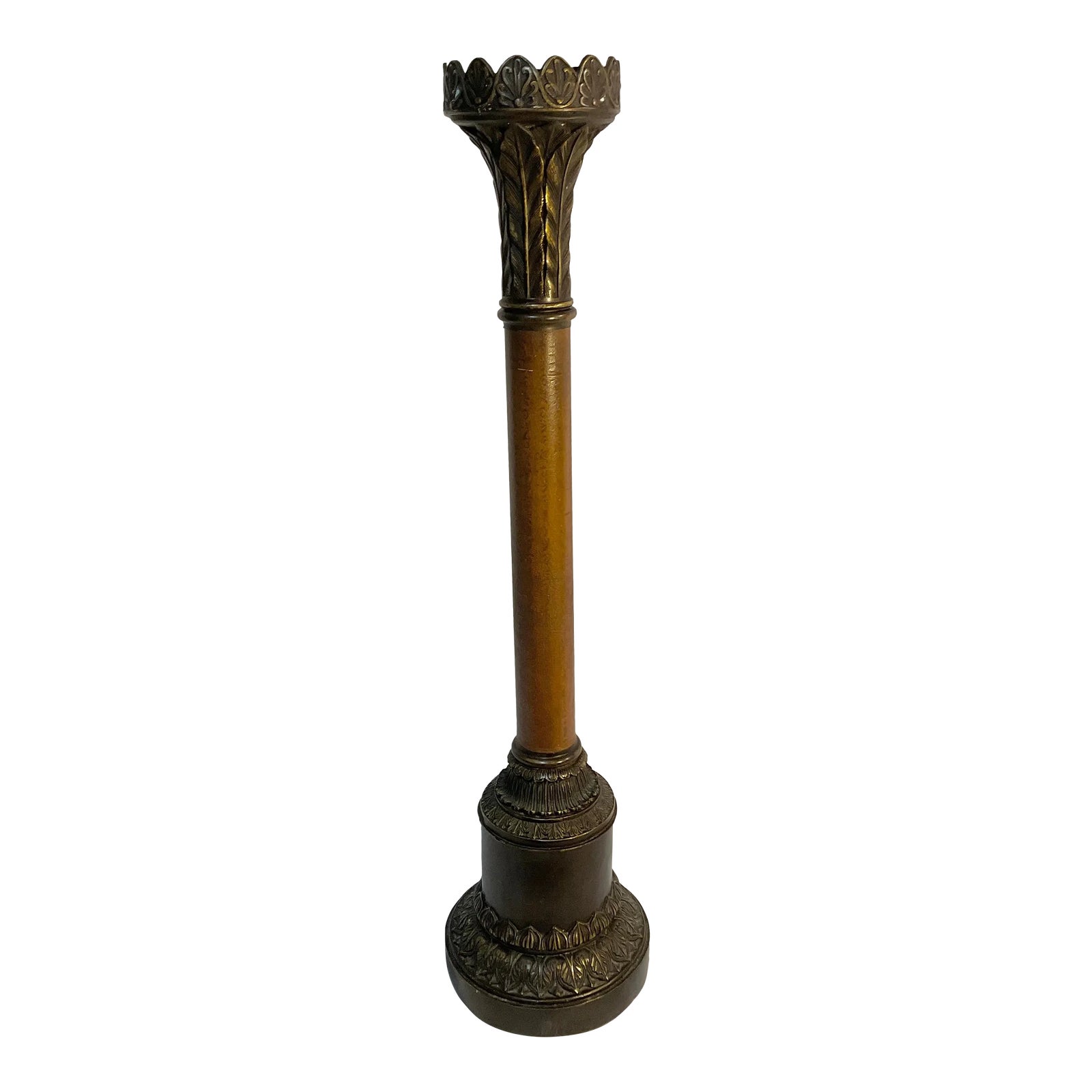 Mid 20th Century Bronze and Leather Candlestick | Chairish