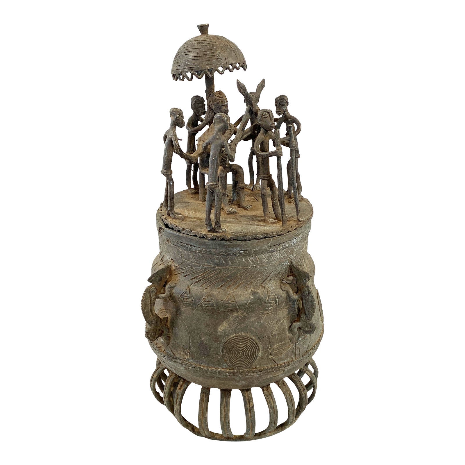 African Cast Bronze Vessel Kuduo Ashanti Tribe Ghana 12.25" H | Chairish