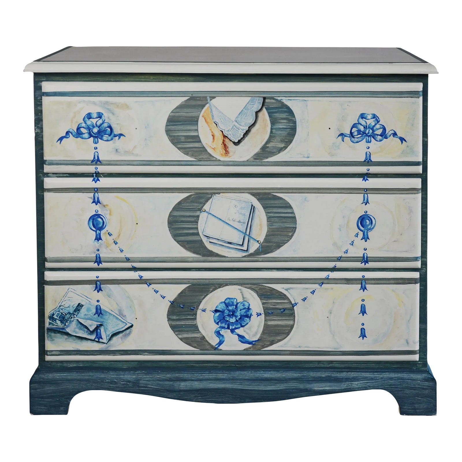 Vintage Hand Painted Chest of Drawers | Chairish