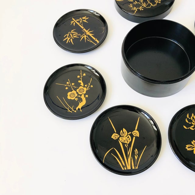 Lacquerware Flower Coaster Set | Chairish