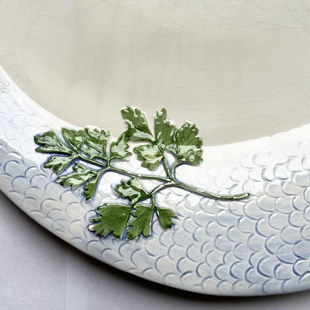 Large Vintage Oval Mediterranean Ceramic Fish Serving Platter in Blue ...