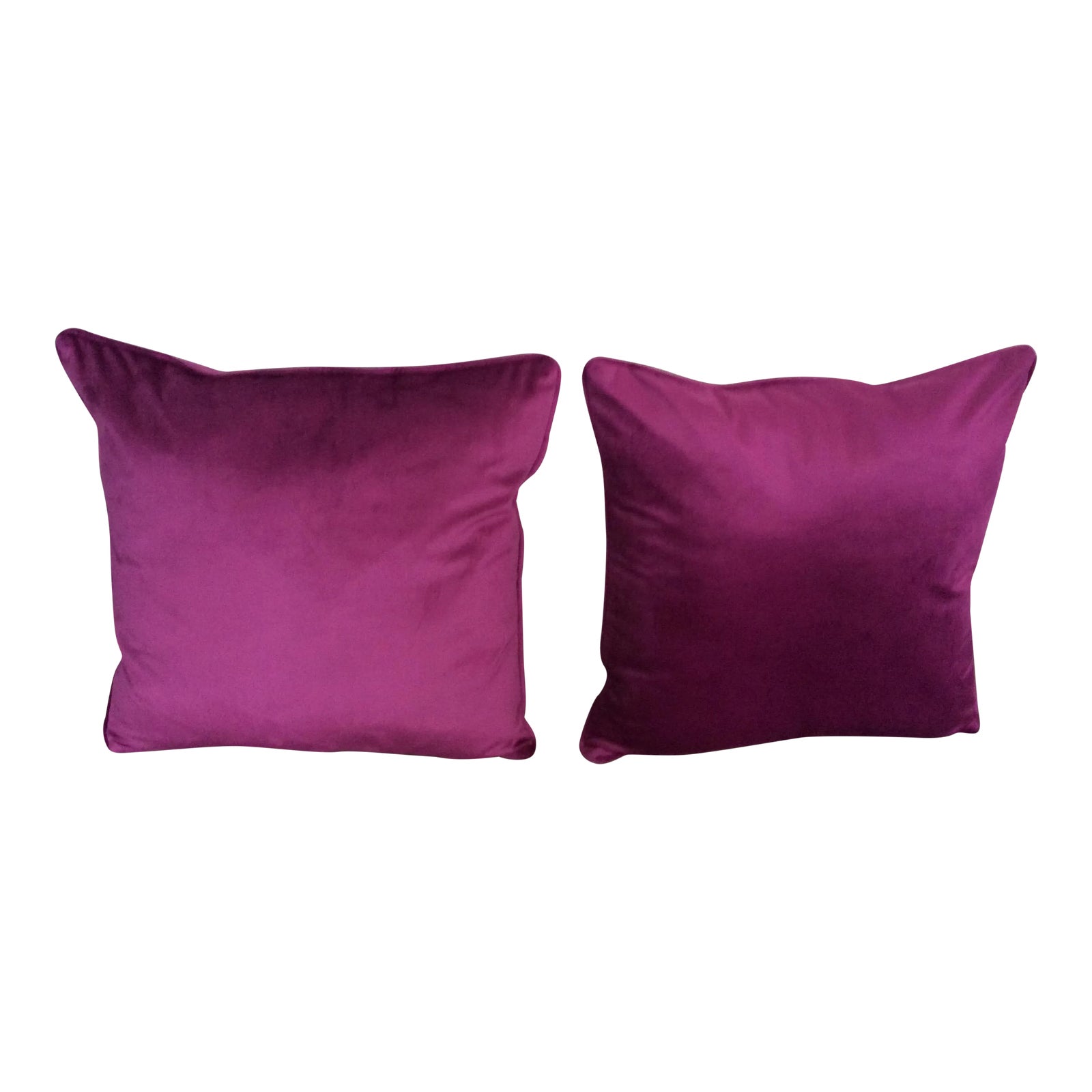 Contemporary Italian Purple Velvet Pillows - Pair | Chairish