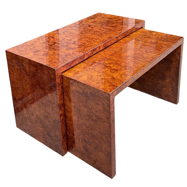 Mid- Century Modern. Milo Baughman Style Burlwood Nesting Console Side ...