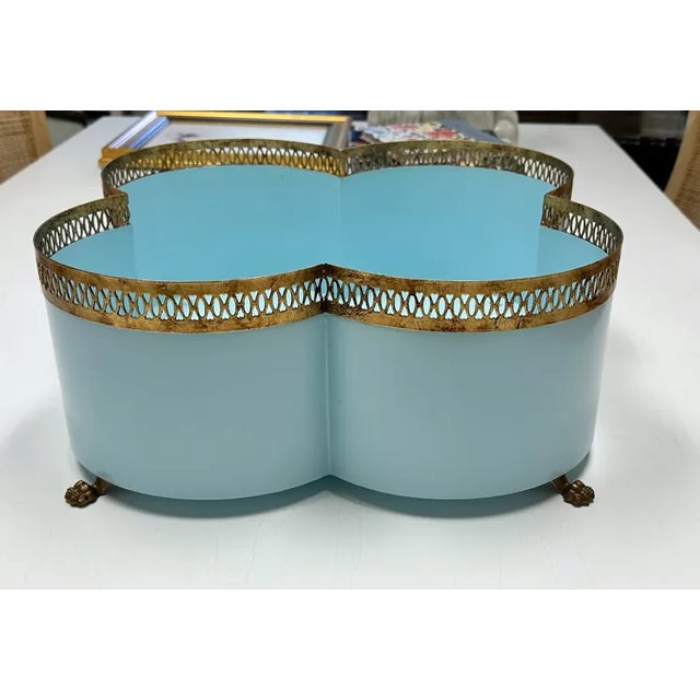 Contemporary Chelsea House Modern Antique Gold Iron Blue Lagoon Tracery ...