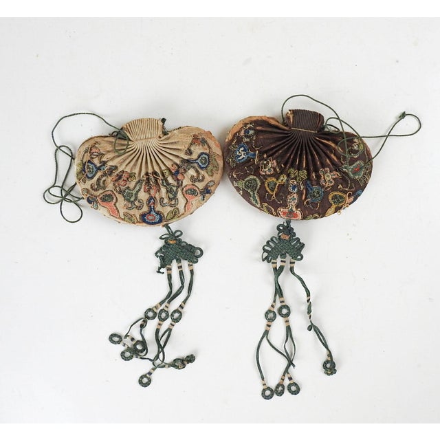 Antique Chinese Embroidered Scent Pouch - a Pair | Chairish