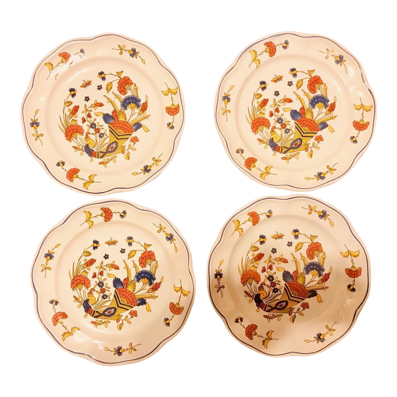 Early 21st Century Brittany French Hand-Painted Faience Plates - Set of ...